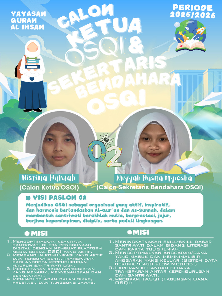 Poster Kampanye Ketua Osis Ilustratif Biru Dan Hijau - 20250817 ...
