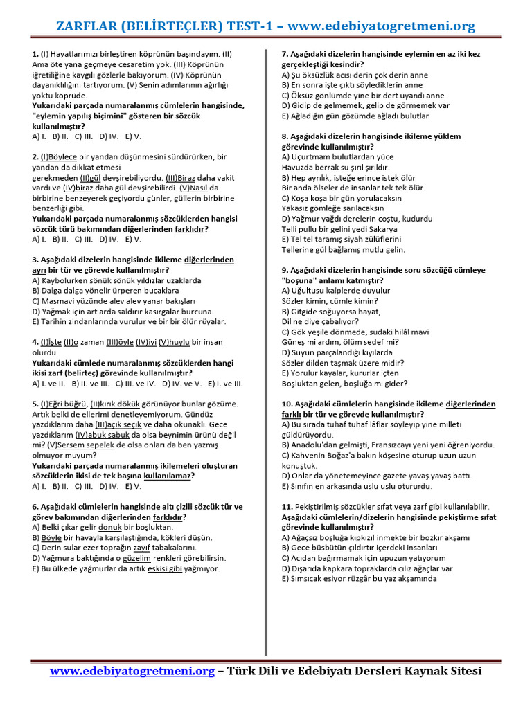 Zarflar Test 1 Saat Değil Miydi Abi Ben Sana Yarın Vereyim | PDF