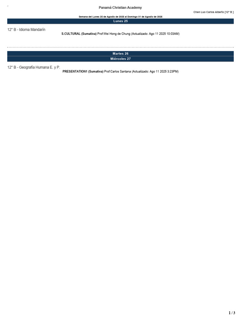Chen Luo Carlos Alberto (12° B) 1 27082025 | PDF | Educación en artes ...