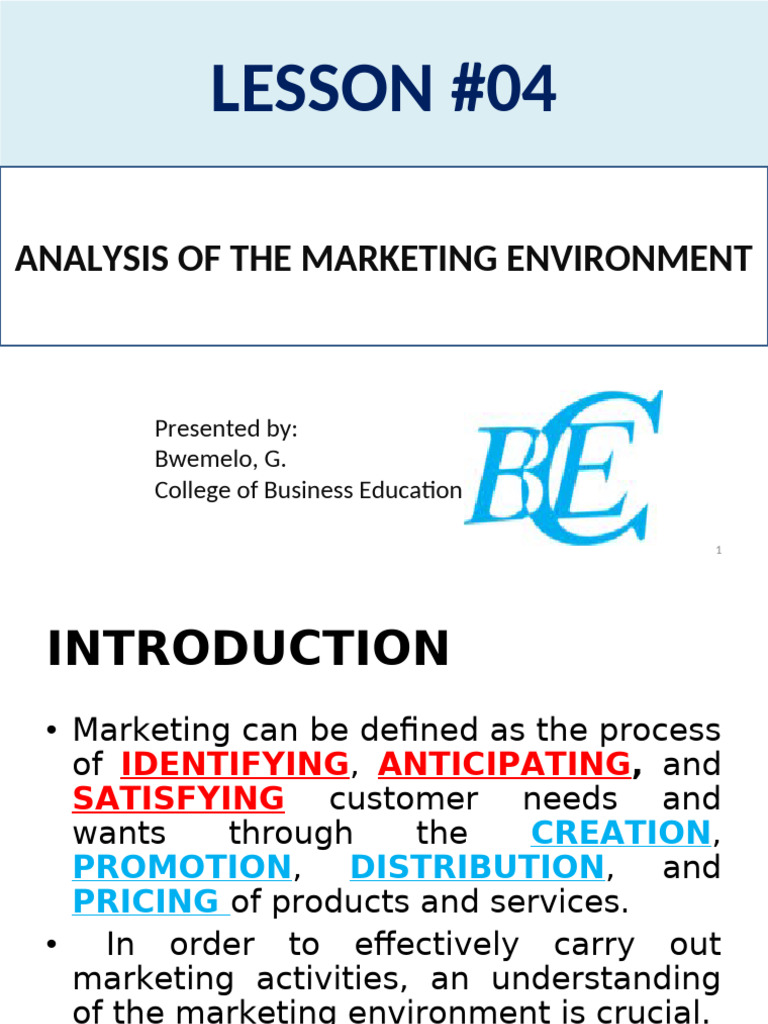 Lesson 4 Analysisof The Marketing Environment | PDF | Swot Analysis ...