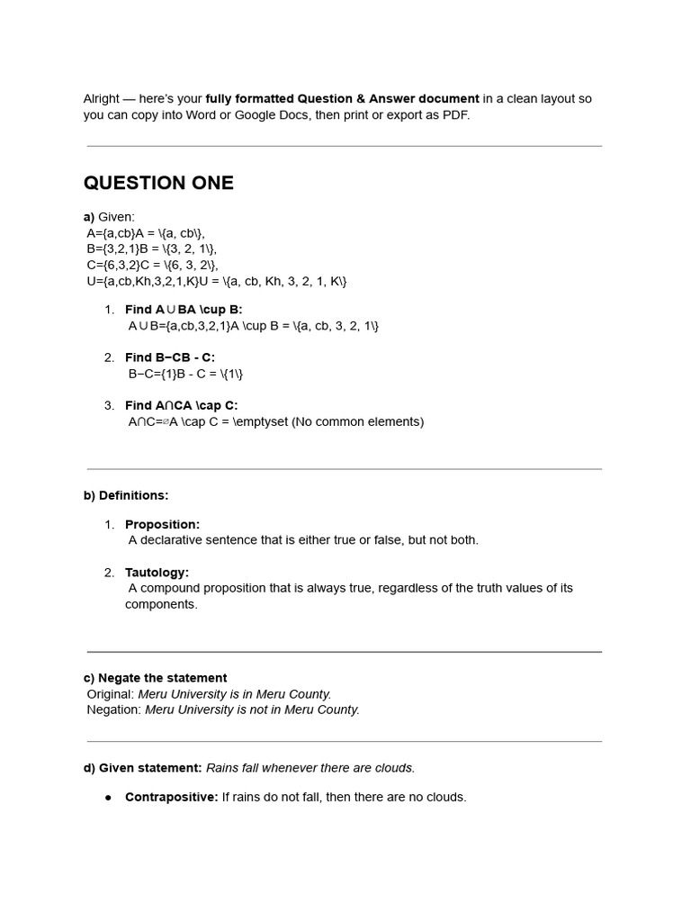 MAlright - Here's Your Fully Formatted Question & Answer Document | PDF ...