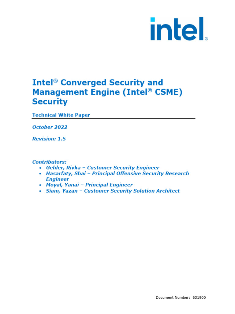 Intel CSME Security Overview | PDF | Booting | Bios