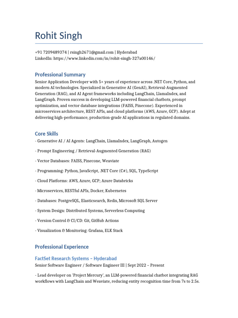 Senior Application Developer - AI & .NET Expert | PDF | Microsoft Azure ...