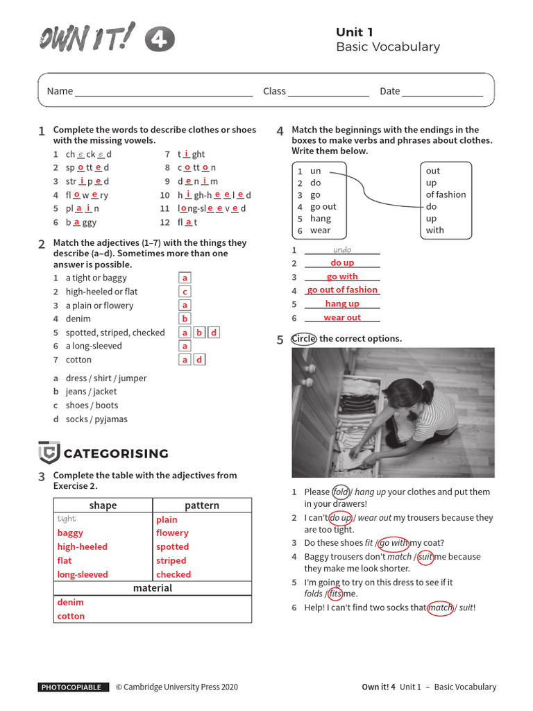 Vocabulary Basic Unit1 With Answers | PDF | Linguistic Morphology ...