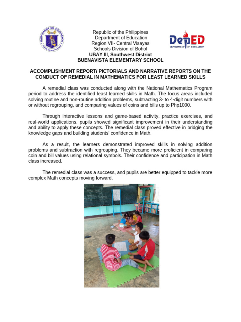 Remedial Class Accomplishment Report | PDF