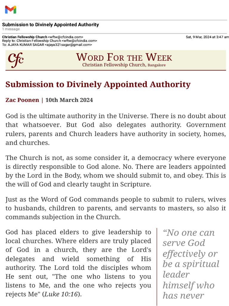 Importance of Submitting to Authority | PDF | Satan | Jesus