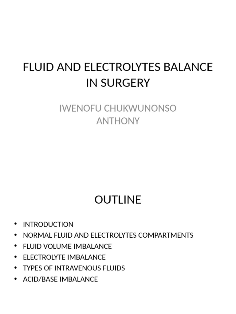 FLUID AND ELECTROLYTES BALANCE IN SURGERY For LECTURE NOTES GOUNI | PDF ...