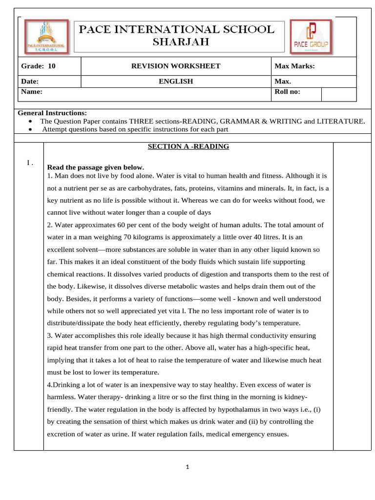Gr10 Pt1 Revision Worksheet | PDF | Water | Heat