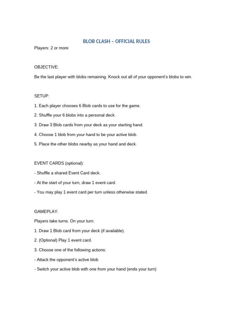 Blob Clash Rules EDITABLE | PDF