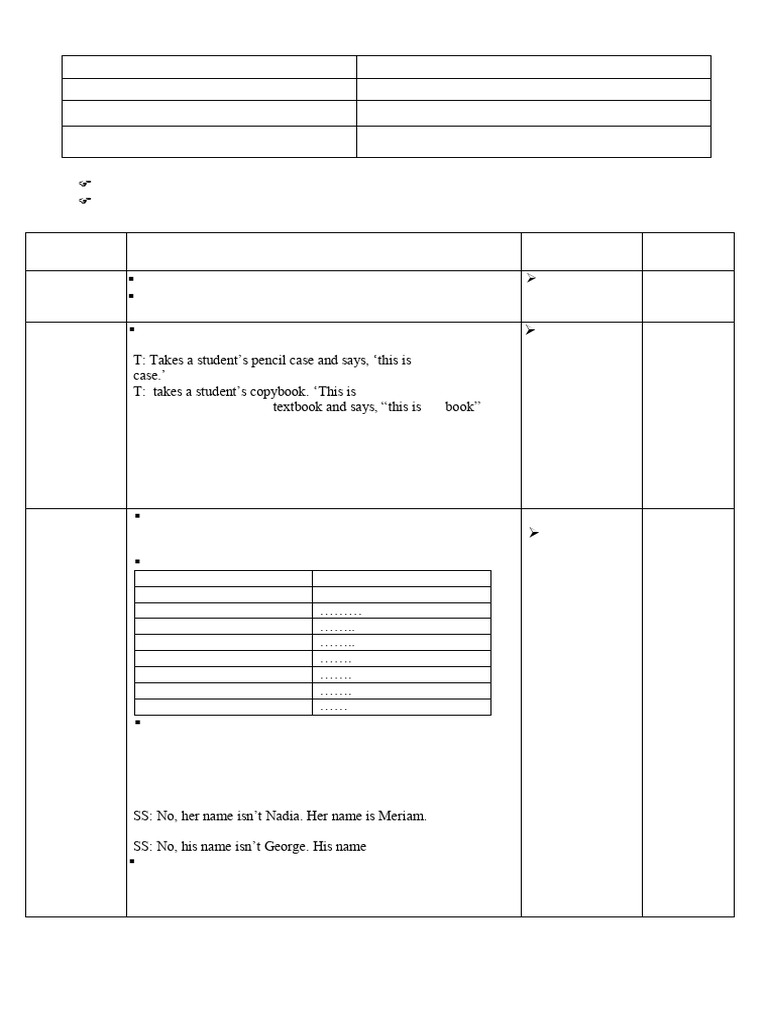CC Lesson Plan Grammar Possessive Adjectives Unit 1 Visa | PDF | Linguistic Typology | Linguistics