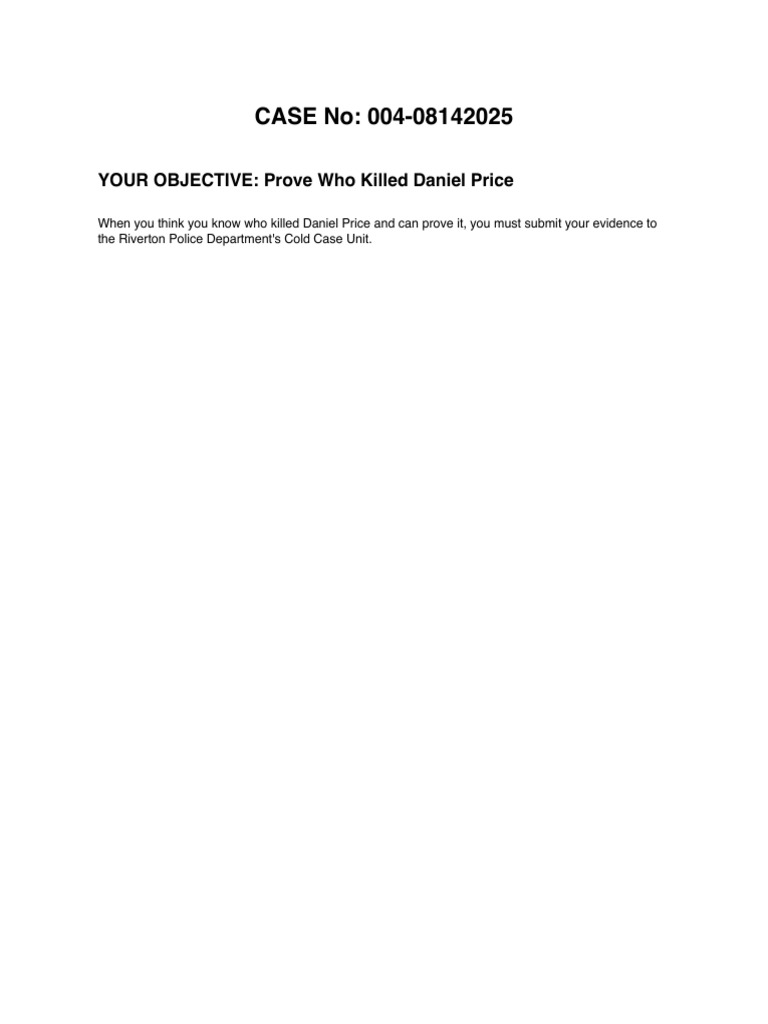 Unsolved Murder of Daniel Price: Evidence Needed | PDF | Crimes | Crime ...