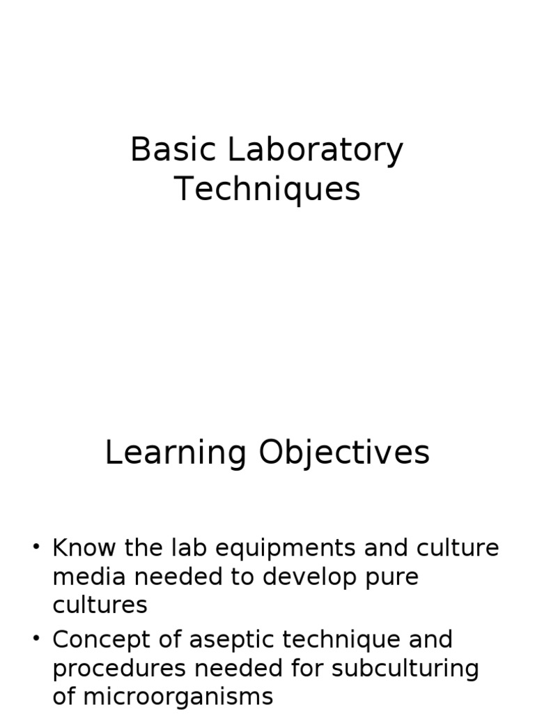 Basic Lab. Techniques-1 | PDF | Growth Medium | Sterilization ...