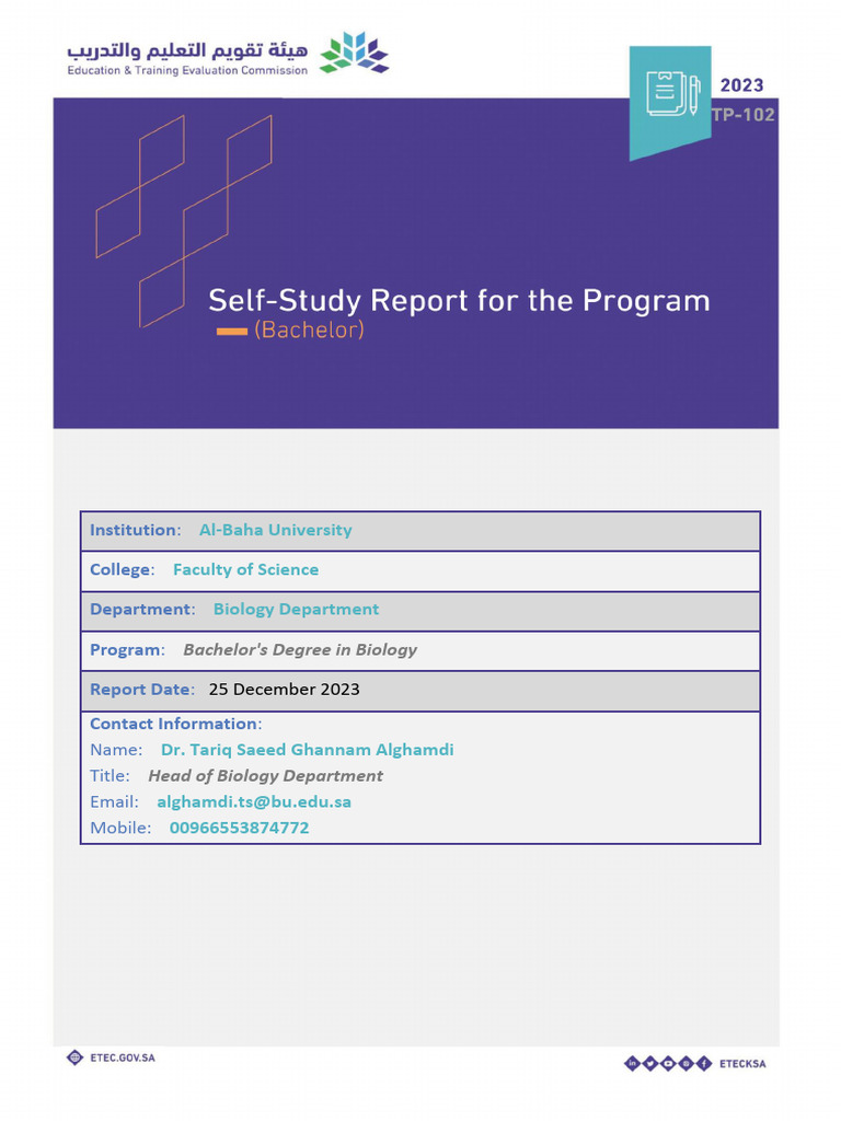 TP-102 SSRP - Biology Program Self Study-2024 | PDF | Performance Indicator | Academic Degree