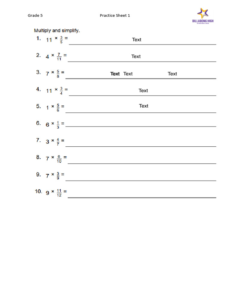 Grade 5 Practice Sheet 1 Overview | PDF