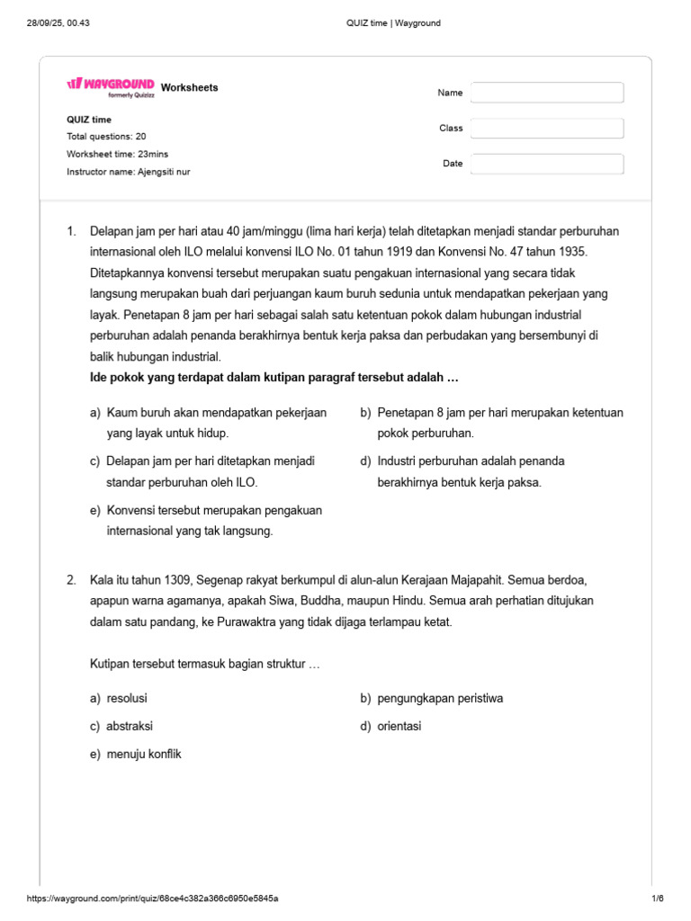 QUIZ Time - Wayground | PDF