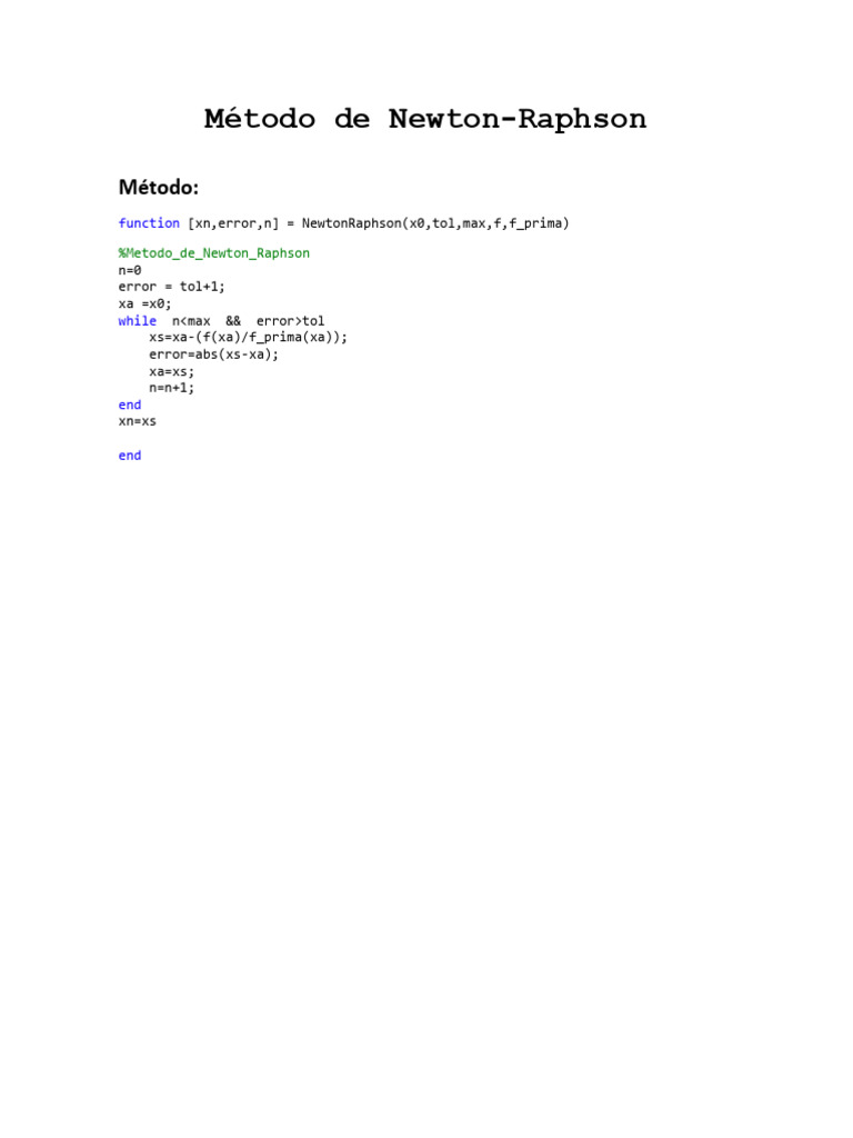 Método Newton Raphson MatLab | PDF