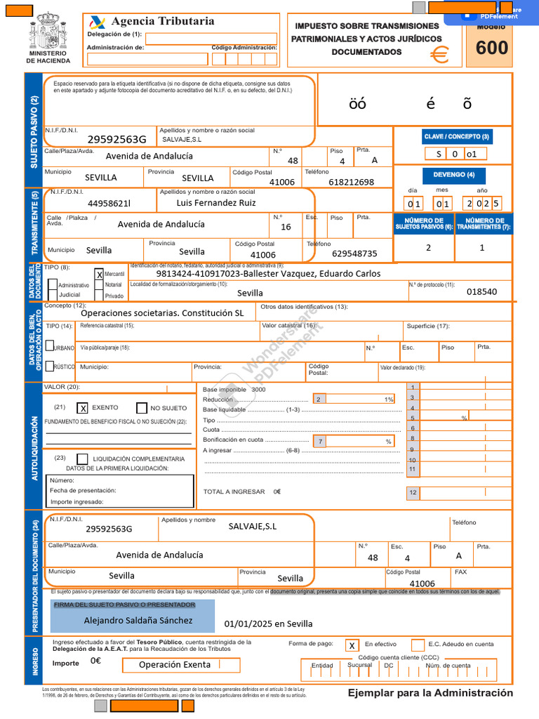 Modelo 600 Junta de Andalucía PDF | PDF