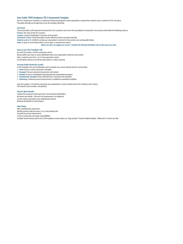 ITIL 4 Maturity Assessment Guide | PDF | Information Security ...