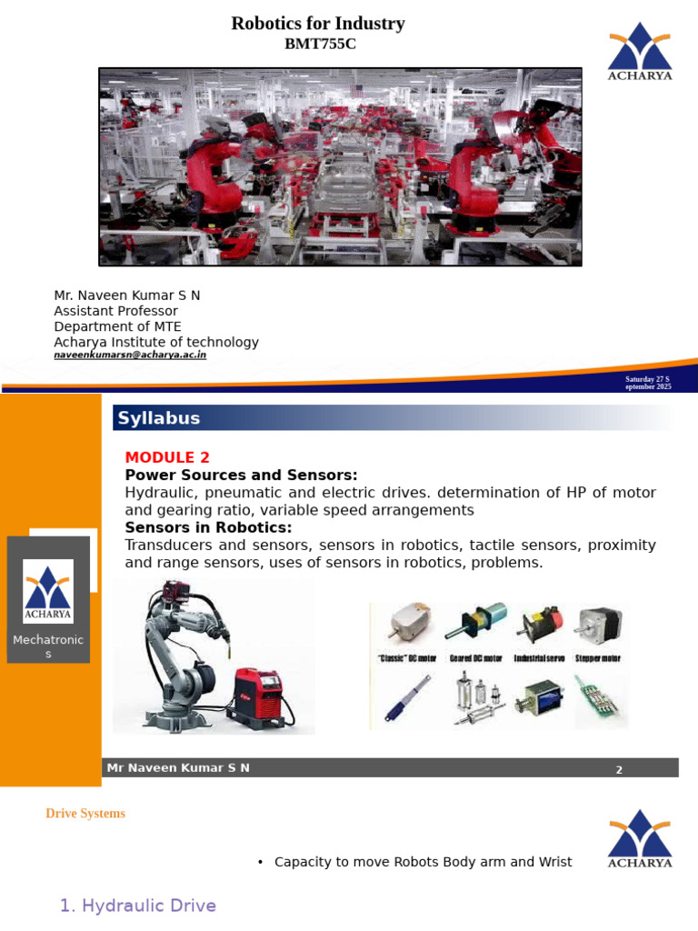 Module 2 RA Drives and Sensors M2 | PDF | Gear | Sensor
