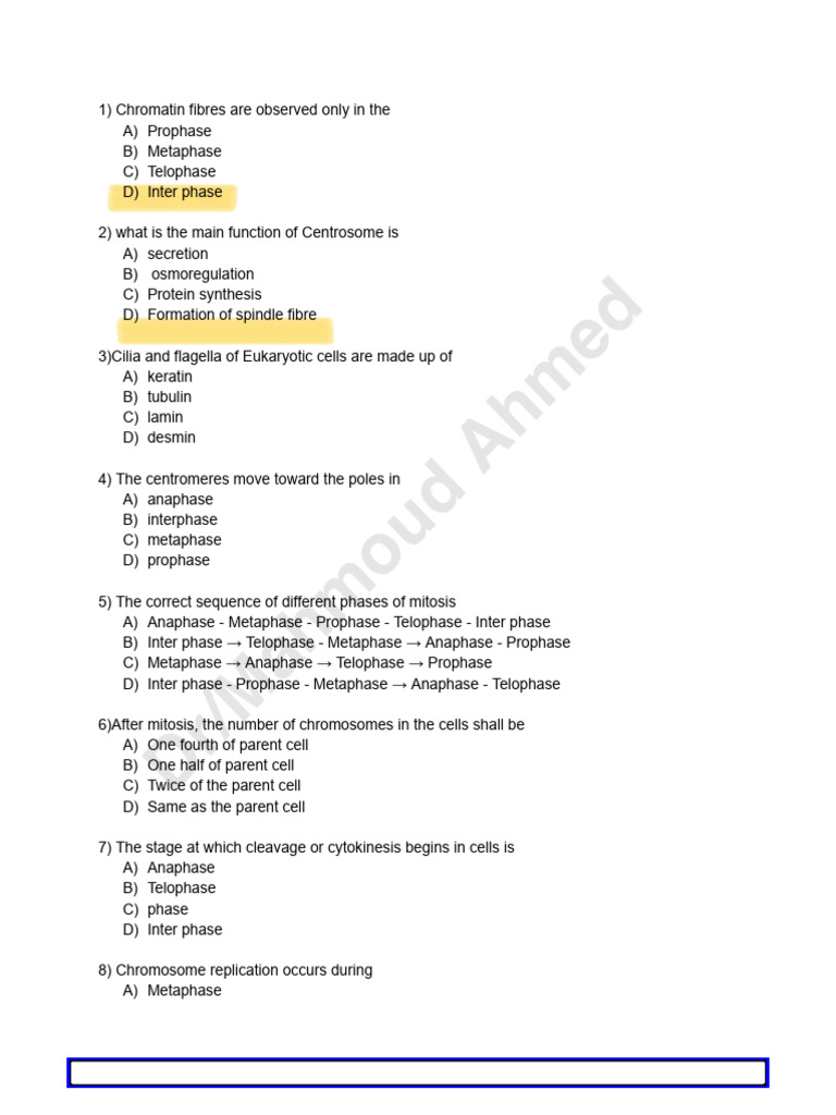 Cell Biology Quiz Questions and Answers | PDF | Endoplasmic Reticulum ...