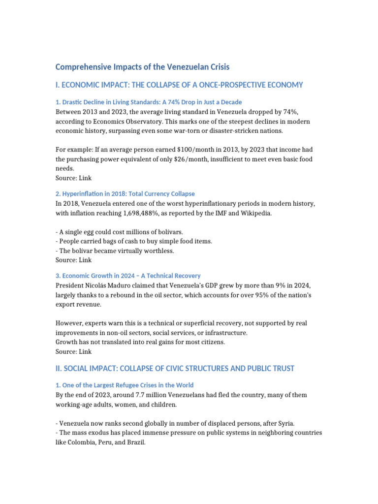Venezuelan Crisis Report With Links | PDF | Venezuela | Economies