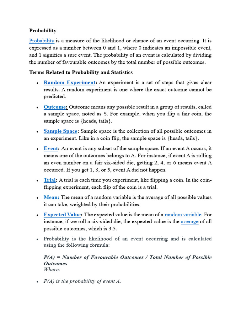 Probability Notes - Part I | PDF | Expected Value | Random Variable