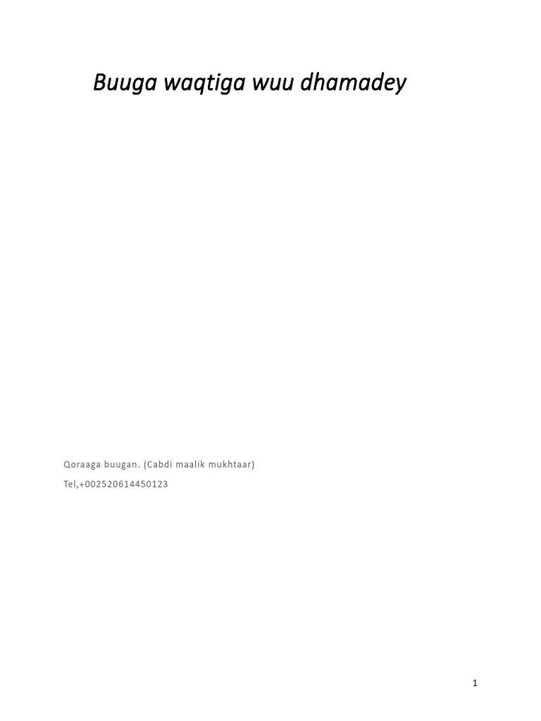 Buuga Waqtiga Waa Uu Dhamadey | PDF
