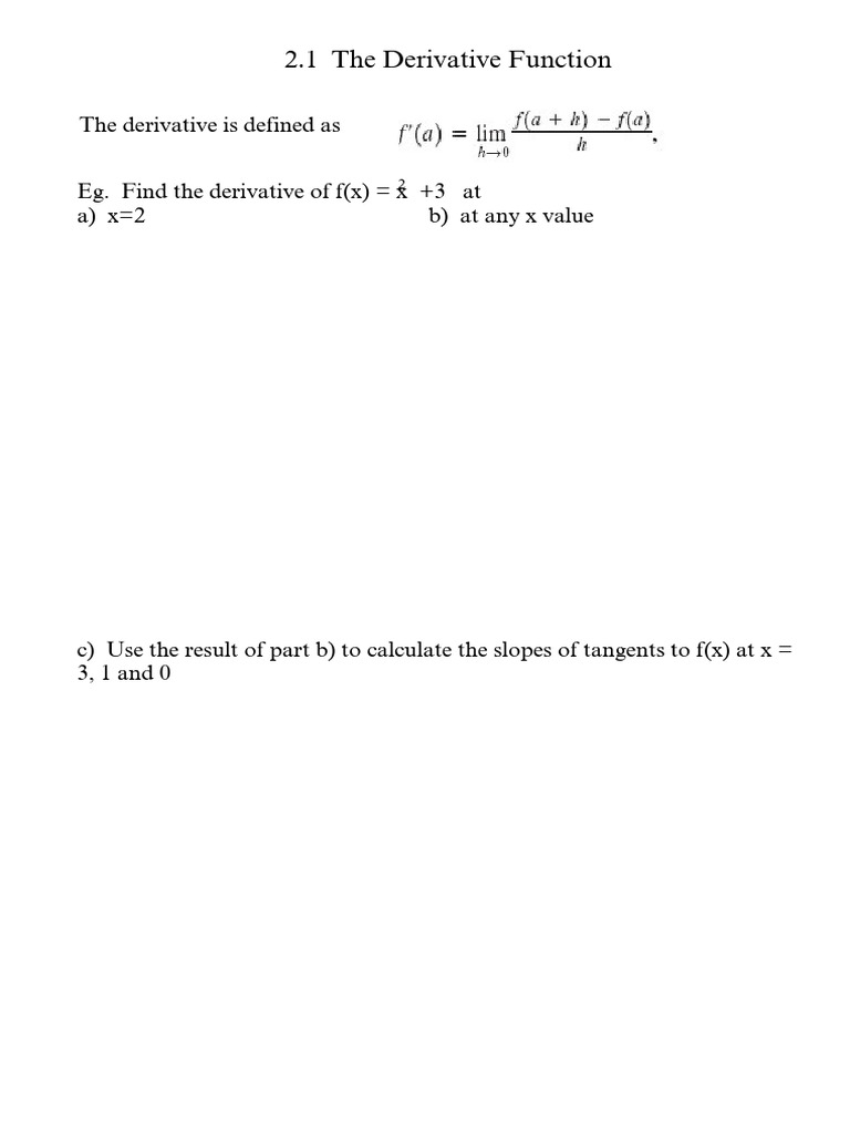 Derivative Function and Tangent Slopes | PDF