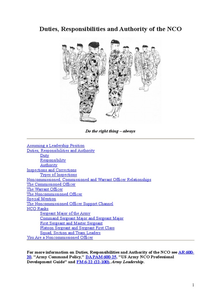 Duties, Responsibility and Authority of NCOs | Non Commissioned Officer ...