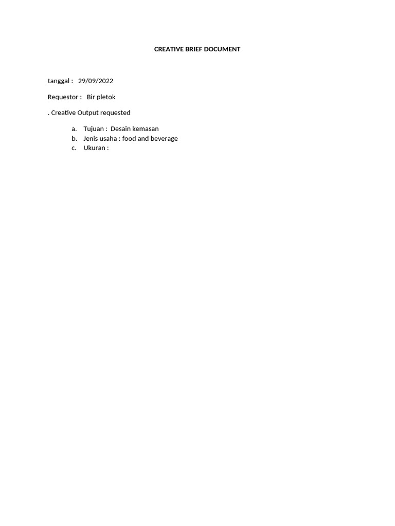 Creative Brief Document | PDF