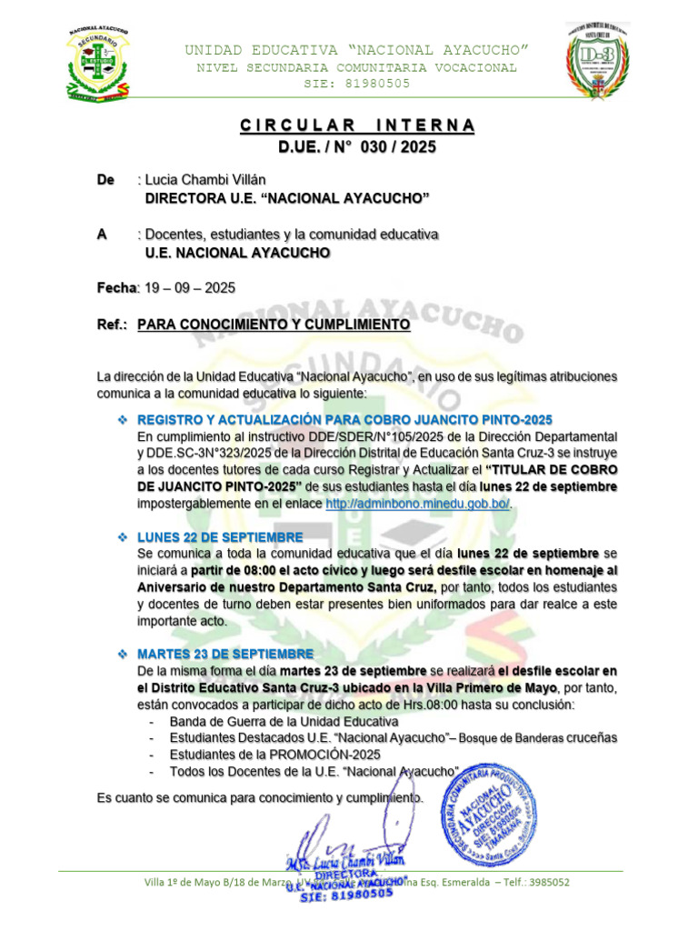Circular Interna 30 2025 | PDF