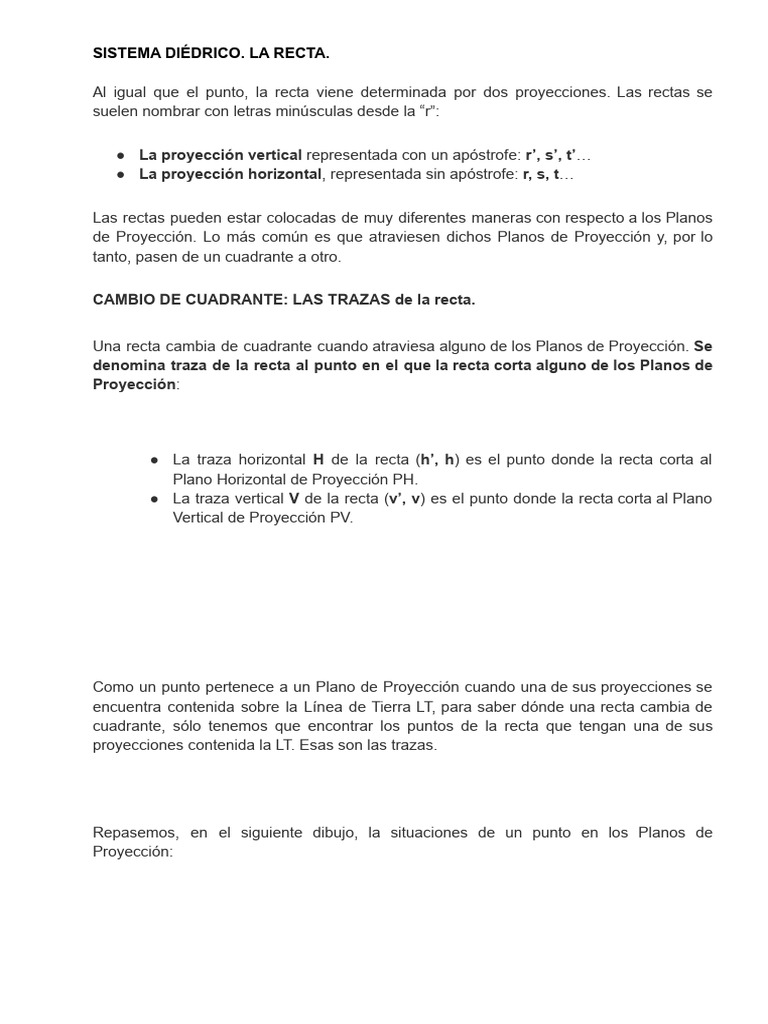 La Recta S Diédrico | PDF | Geometría Elemental | Geometría