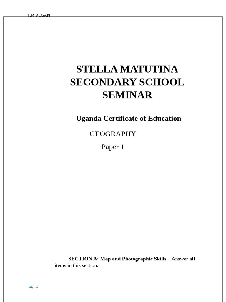 Geography Seminar Questions 2025 | PDF | Uganda | Rain