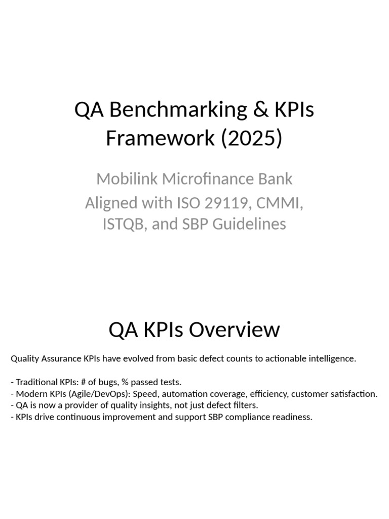 QA Benchmarking & KPIs Framework 2025 | PDF