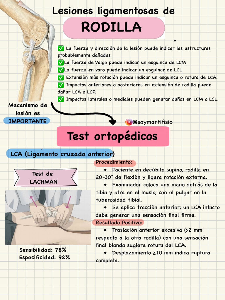 Apuntes Rodilla (Pruebas Diagnósticas y Anatomía) | PDF | Rodilla | Tobillo