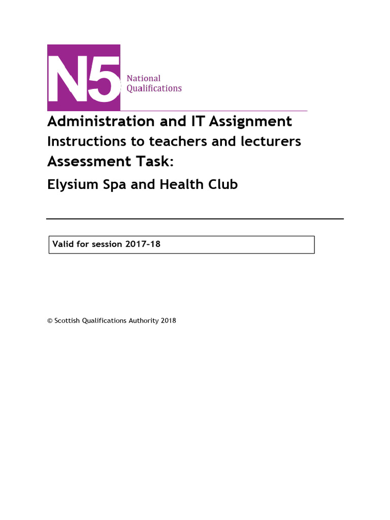 N5 Administration and IT Instructions To Teachers 2018 | PDF