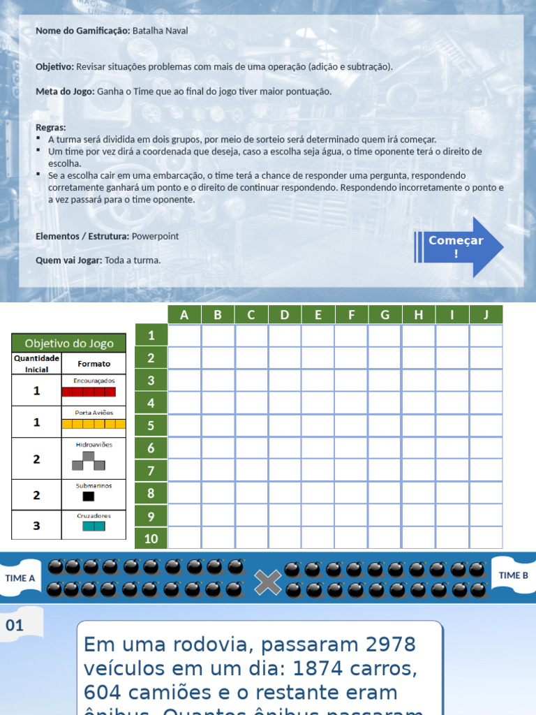 BATALHA NAVAL 4º ANO SITUAÇÕES PROBLEMAS DE ADIÇÃO E SUBTRAÇÃO | PDF