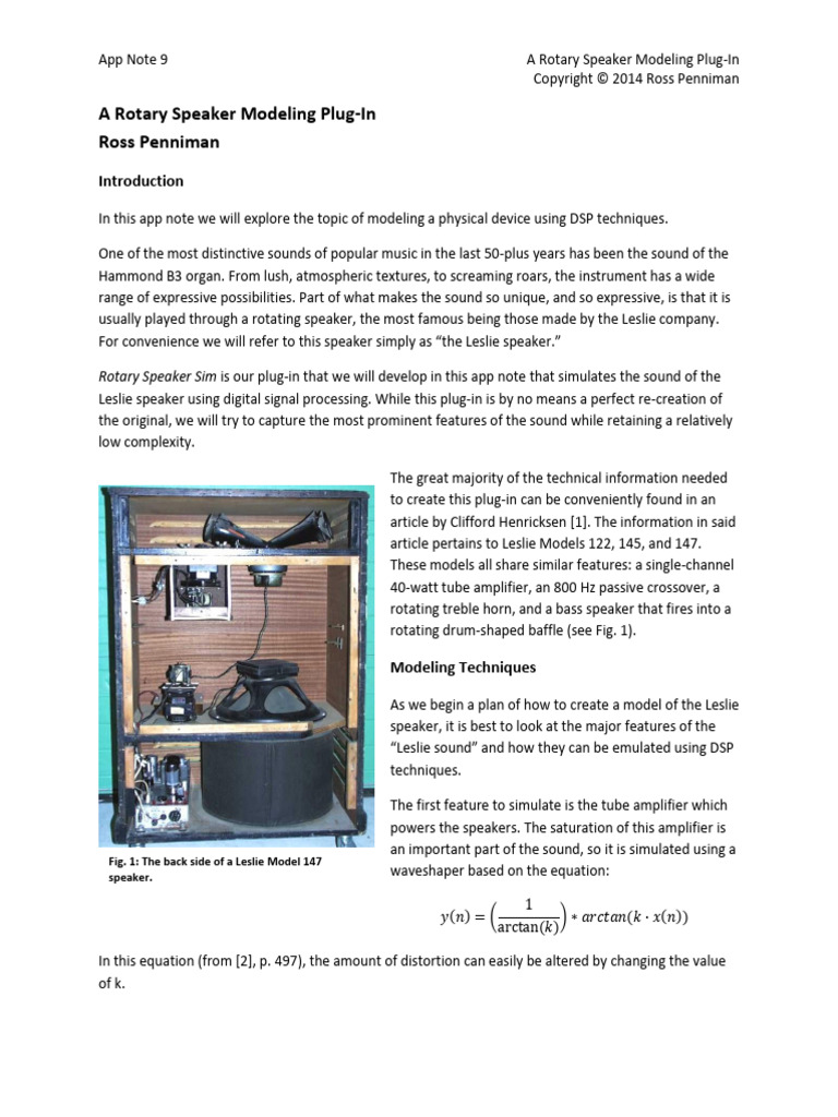 Rotary Speaker Sim App Note | PDF | Loudspeaker | Electrical Engineering