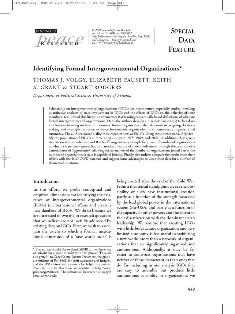 3thomas J. Volgy Et. Al - 2008 - Identifying Formal Intergovernmental Organizations | PDF ...