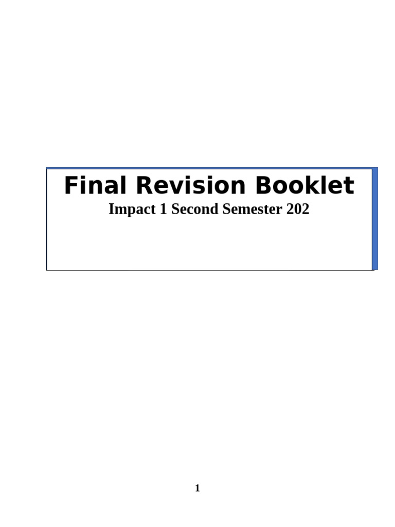 Revision Booklet Second Semester Impact 1 | PDF | Pollination