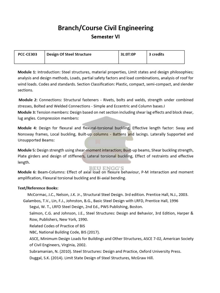 CE6 (Design of Steel Structure) | PDF