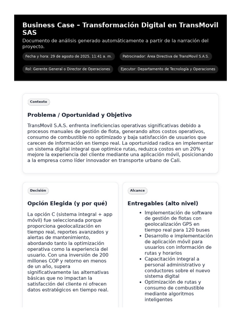 Business Case - Claudia | PDF | Sas (software) | Aplicación movil