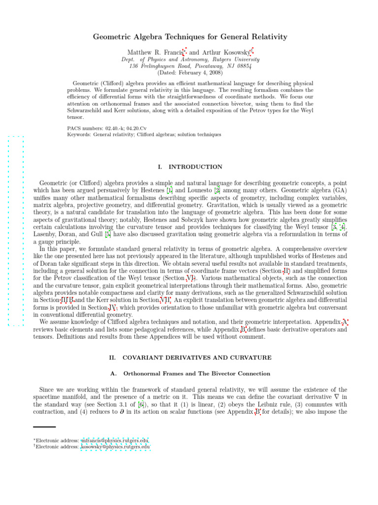 Geometric Algebra Techniques For General Relativity | PDF | Tensor ...