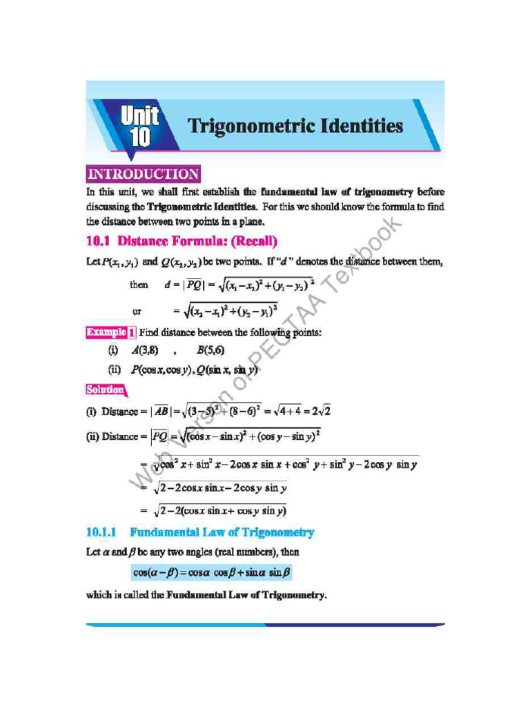 11th Class Mathematics Punjab Board Book Chapter 10 | PDF
