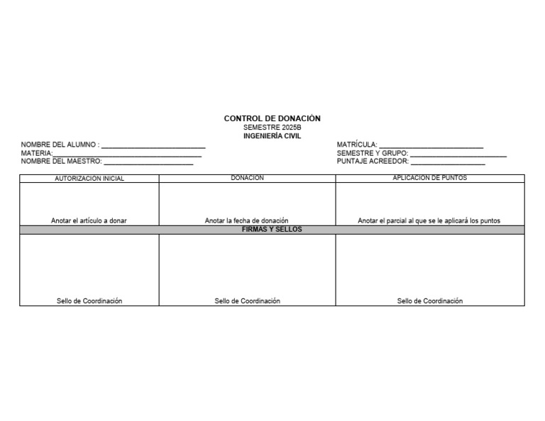 Control Del Formato de Donación | PDF