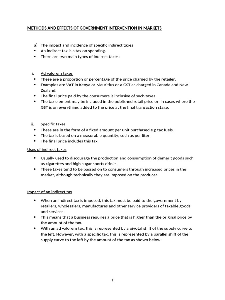 Methods and Effects of Government Intervention in Market1 | PDF ...