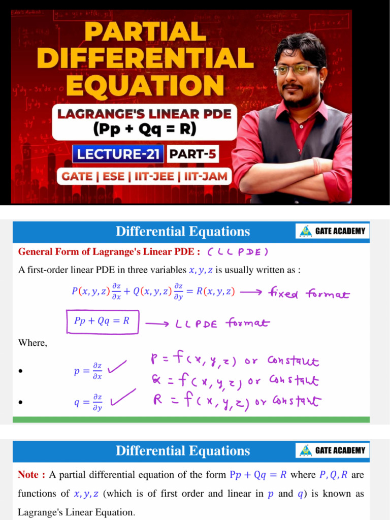L21 Lagrange's Linear PDE Partial Differential Equation (Part-05 ...