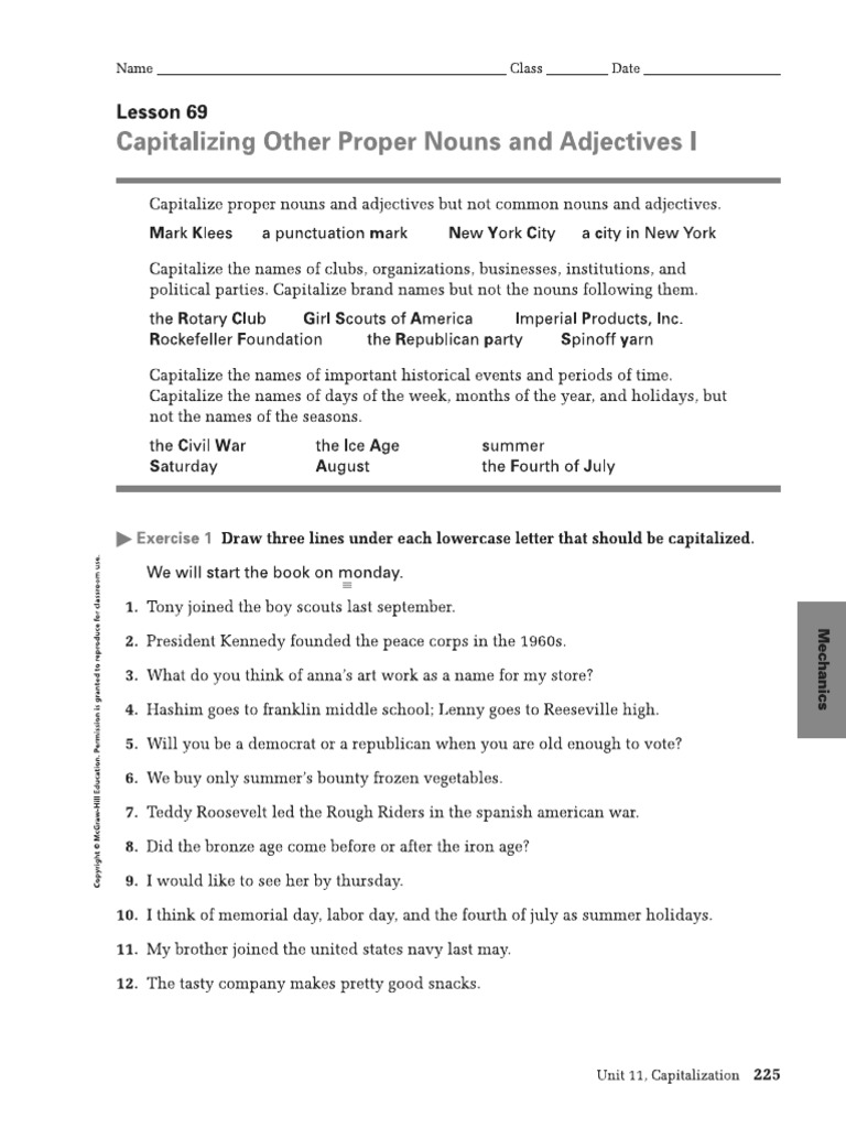Capitalizing Other Proper Nouns and Adjectives I | PDF