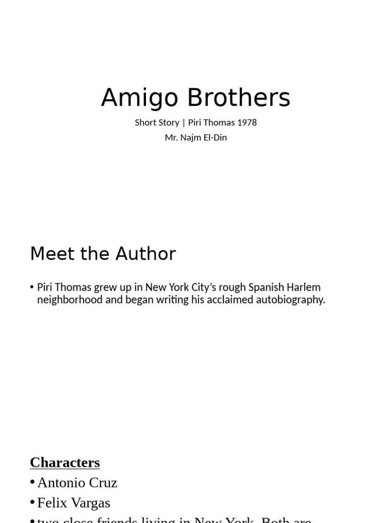Amigo Brothers: Friendship vs. Competition | PDF