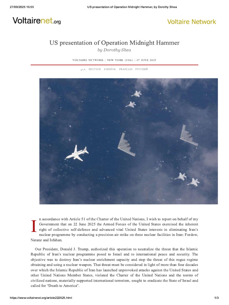 US Presentation of Operation Midnight Hammer, by Dorothy Shea | PDF